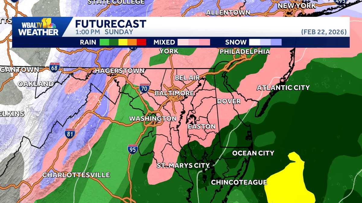 Baltimore weather: Futurecast maps show snow timeline