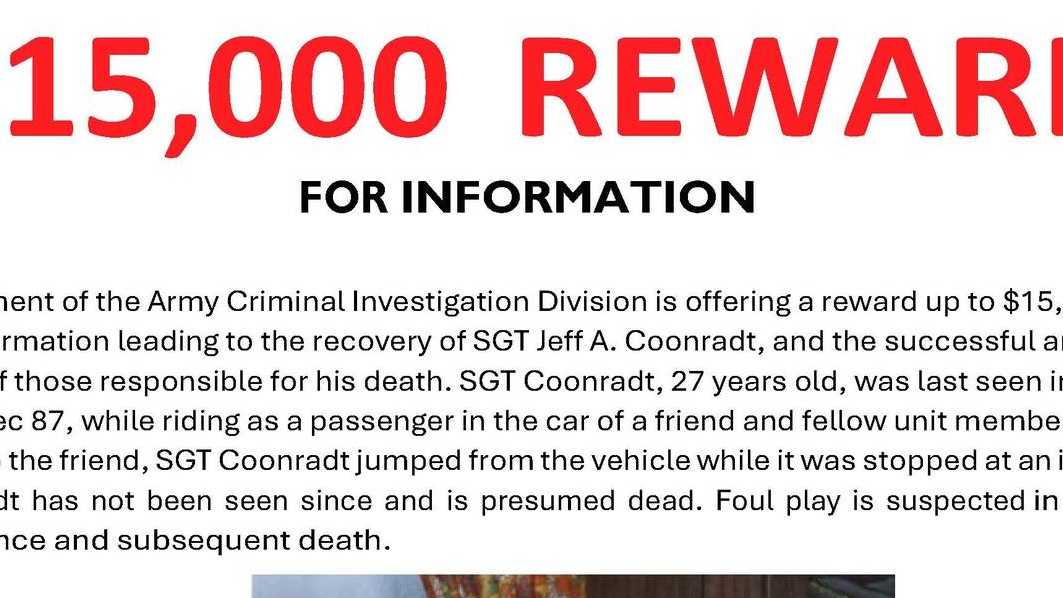 Army CID offers $15K reward for leads in 1987 disappearance of SGT in ...