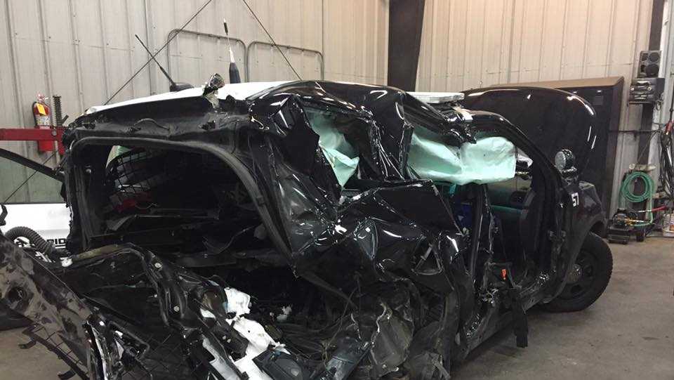 Police share photos of destroyed police cruiser in fatal crash