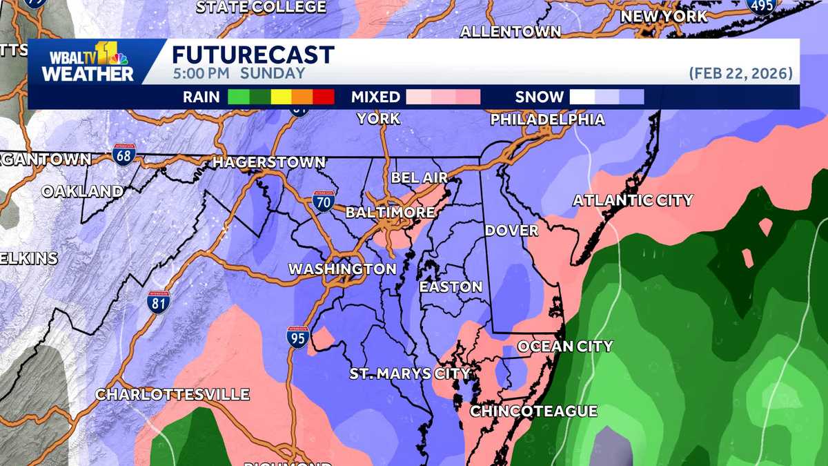 Baltimore weather: Futurecast maps show snow timeline