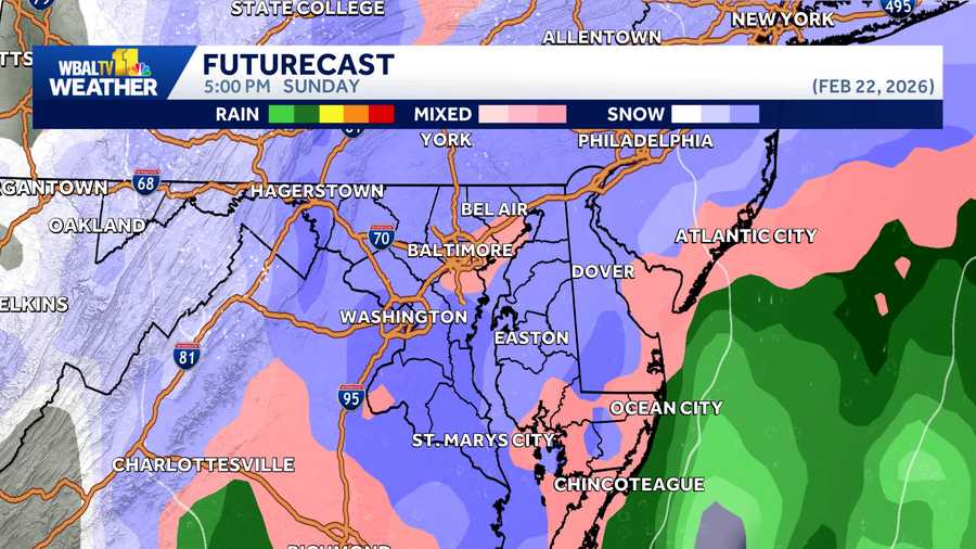 Baltimore weather: Futurecast maps show snow timeline