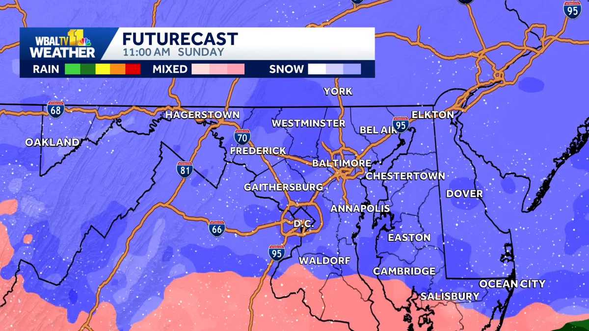 Snow transitions to ice in Baltimore | See forecast timeline