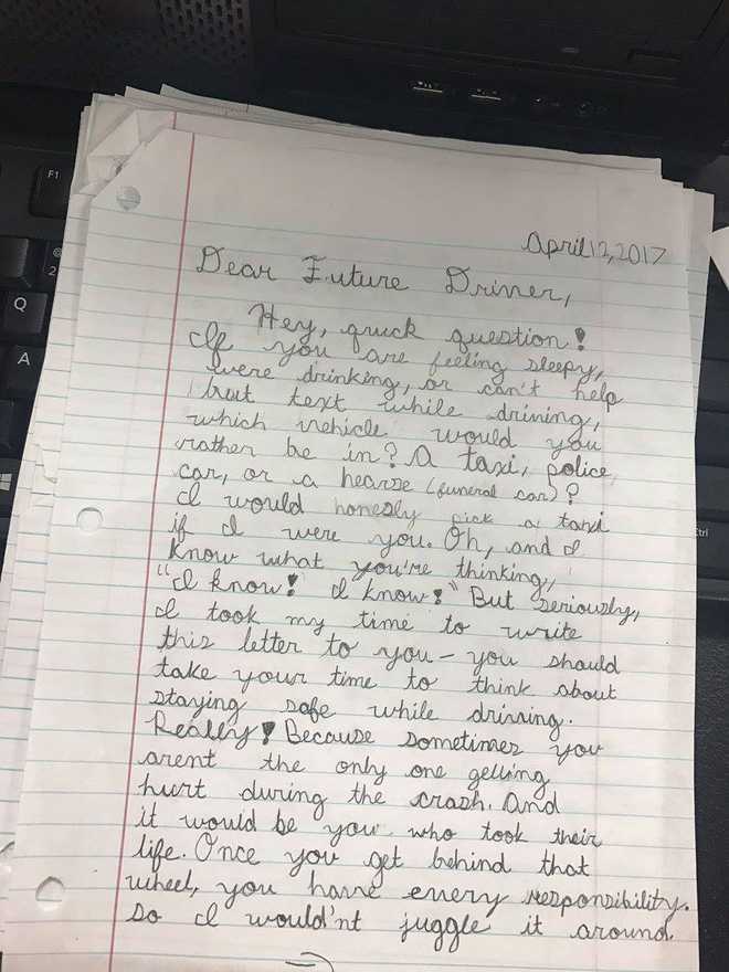 Little kids leave touching notes for high school students about safe ...