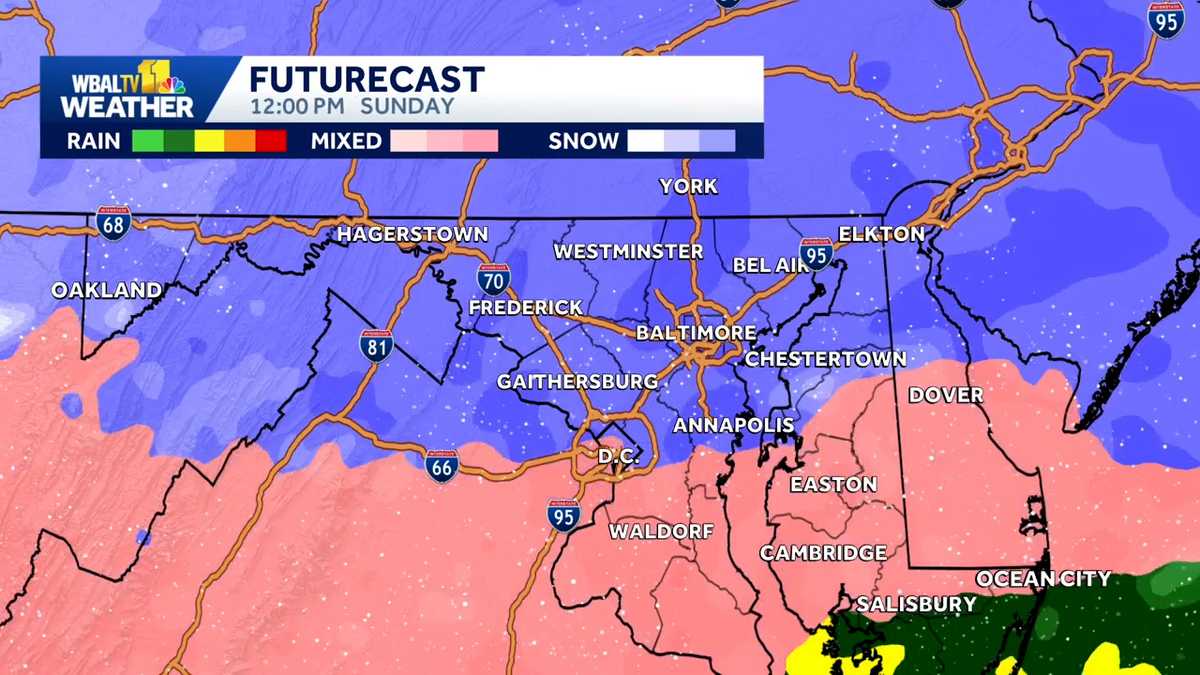 Snow transitions to ice in Baltimore | See forecast timeline