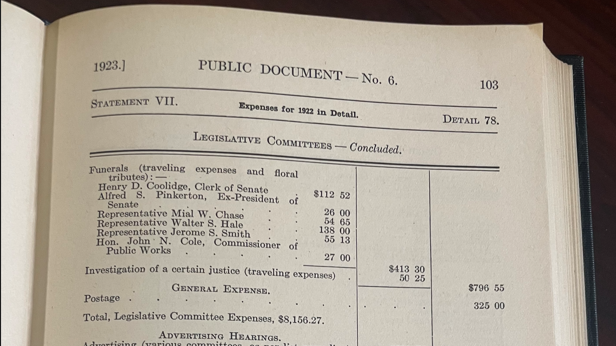 1922 Massachusetts state legislature audit
