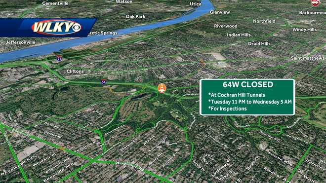 TRAFFIC ALERT: Interstate 64 at Cochran Hill tunnels shutting down two ...