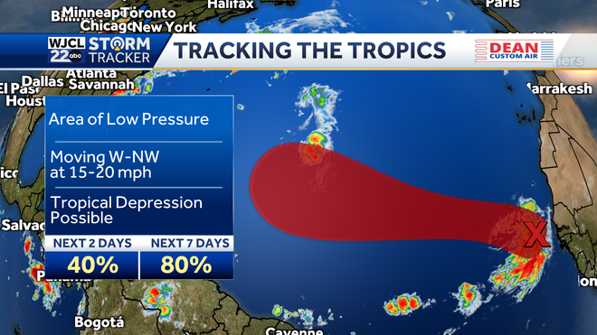 NHC tracking an area likely to become our next named storm
