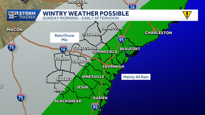 Wintry mix possible for Sunday ahead of frigid temperatures Monday morning