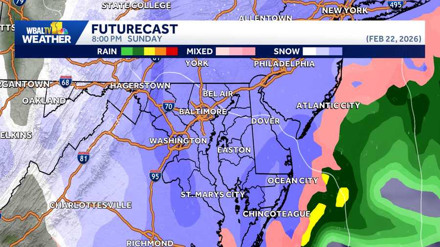 Baltimore weather: Futurecast maps show snow timeline