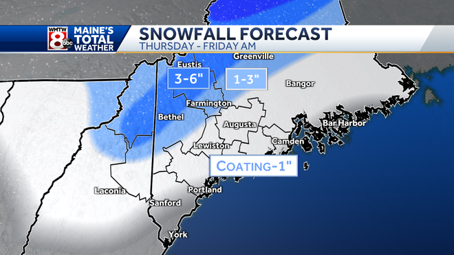 Parts of the Maine mountains could get half a foot of snow