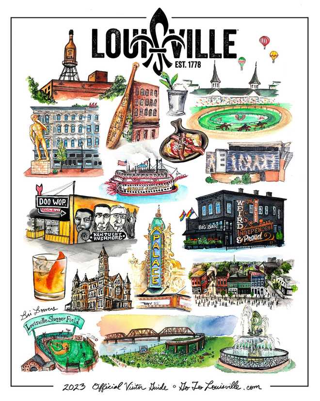 Louisville Tourism's guide has illustrations from local artist