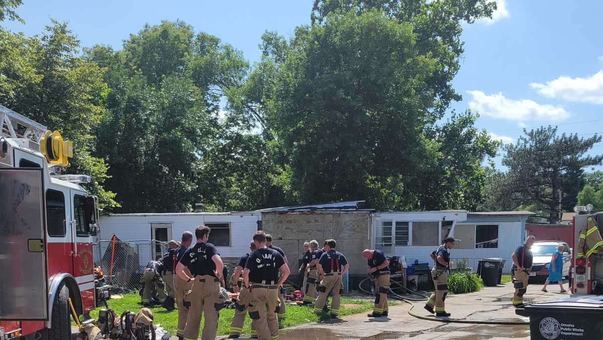 Omaha firefighters battle fire at trailer