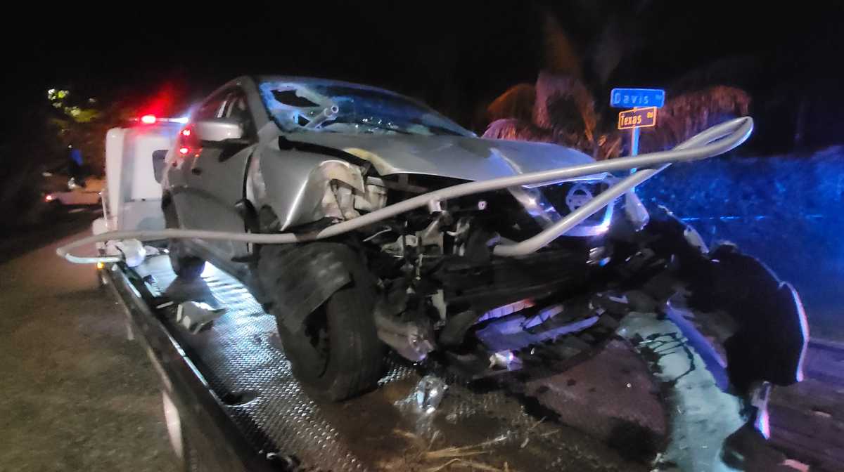 Driver escapes unharmed after pole impales car in Lehigh Acres crash