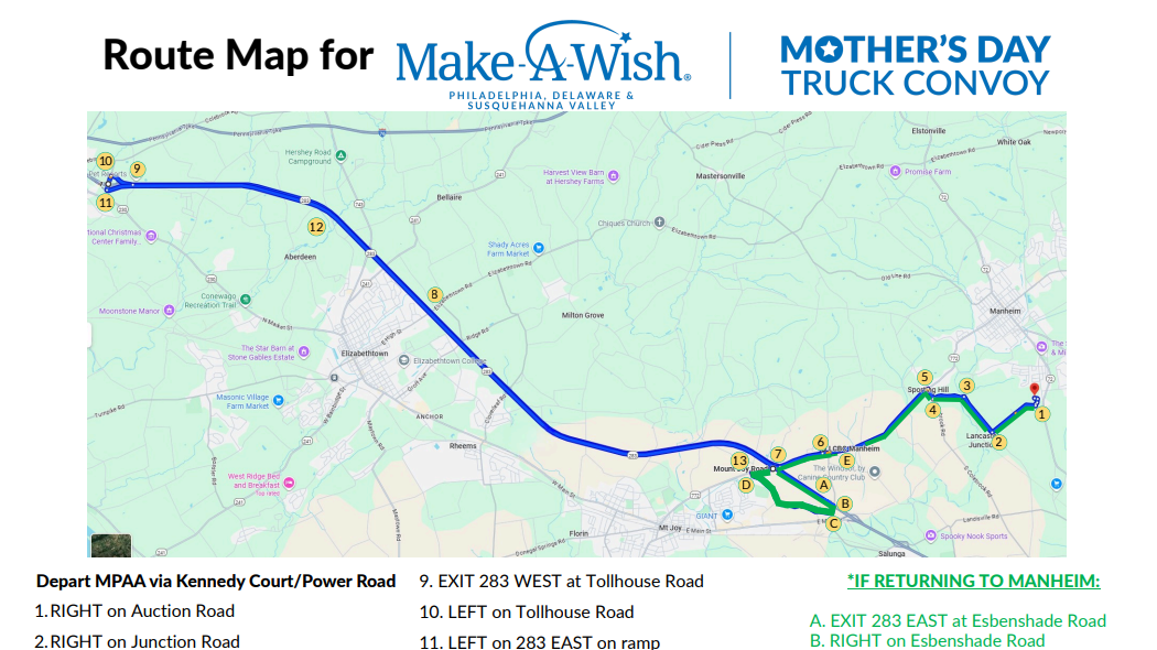 Make-A-Wish Mother’s Day Truck Convoy announces new route for 2026 event