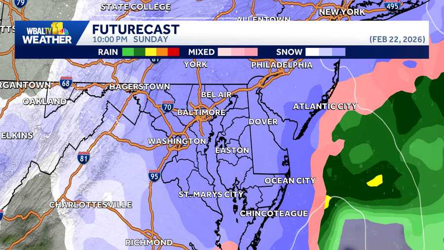 Baltimore weather: Futurecast maps show snow timeline