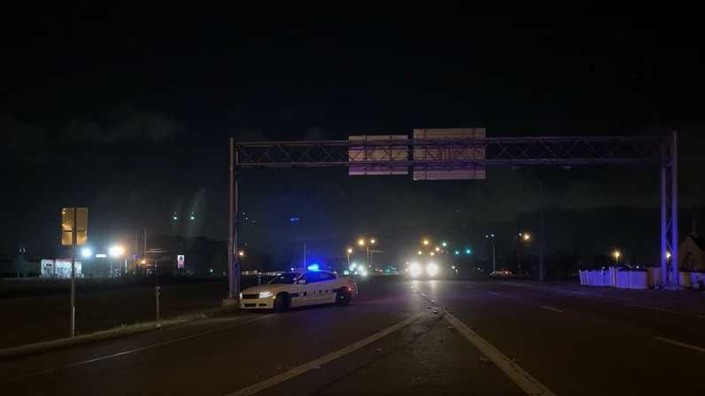 Downed power lines block interstate