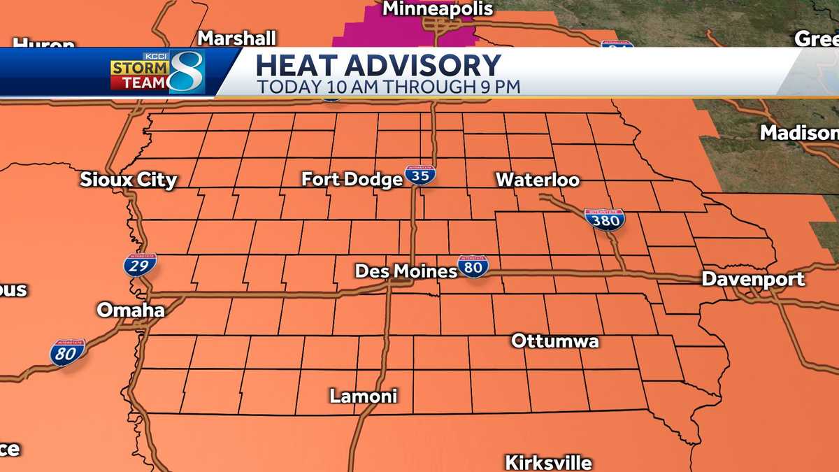 Heat advisory in effect for all of Iowa
