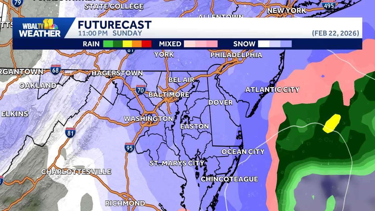 Baltimore weather: Futurecast maps show snow timeline