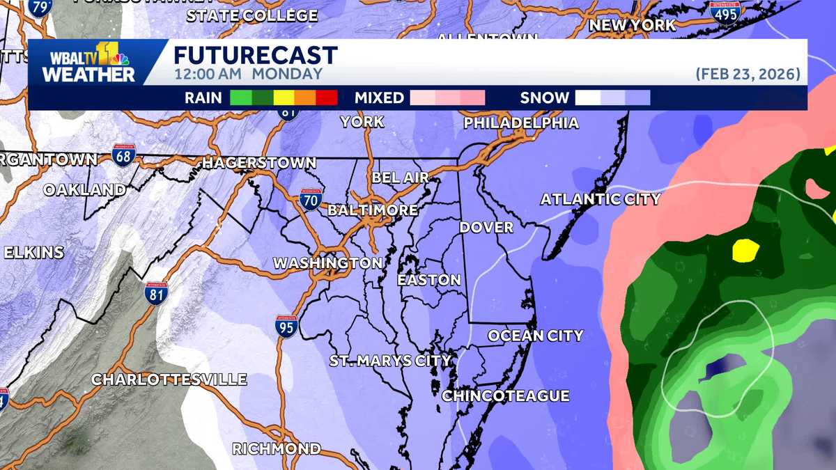 Baltimore weather: Futurecast maps show snow timeline