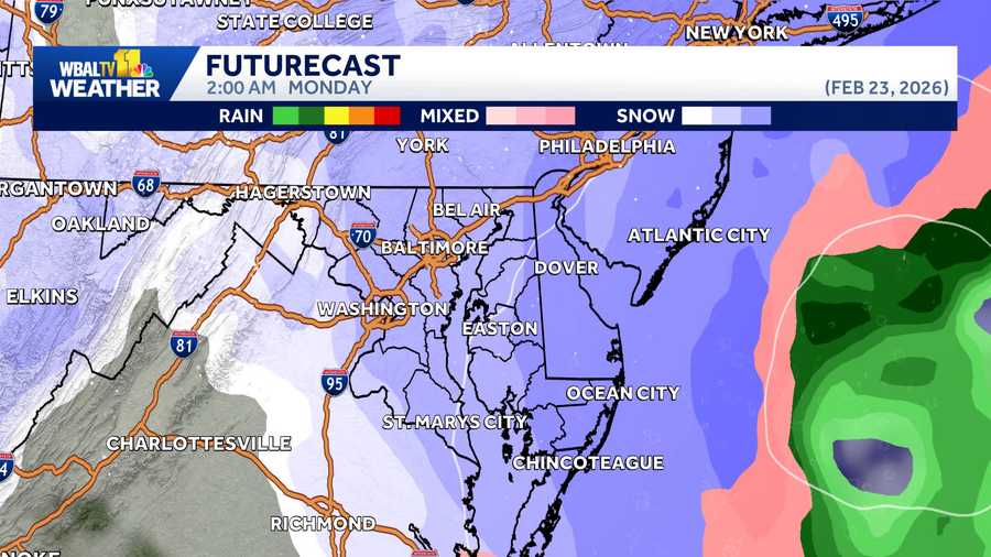 Baltimore weather: Futurecast maps show snow timeline