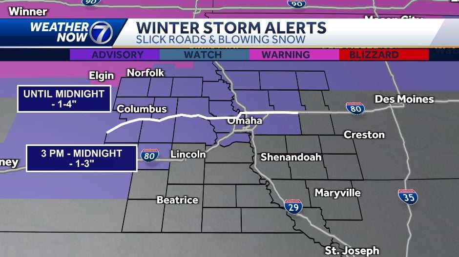 Tracking snow: Winter weather advisory in effect for Omaha metro