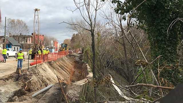 Portion of 26th Street closed as sidewalk buckles toward train tracks