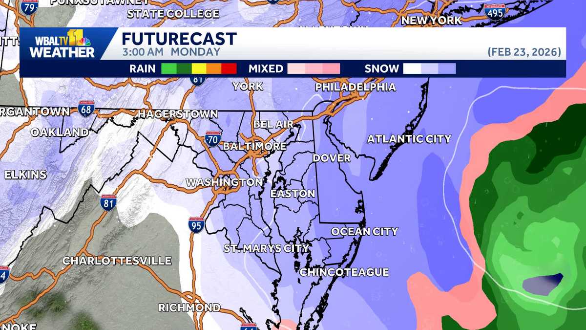 Baltimore weather: Futurecast maps show snow timeline