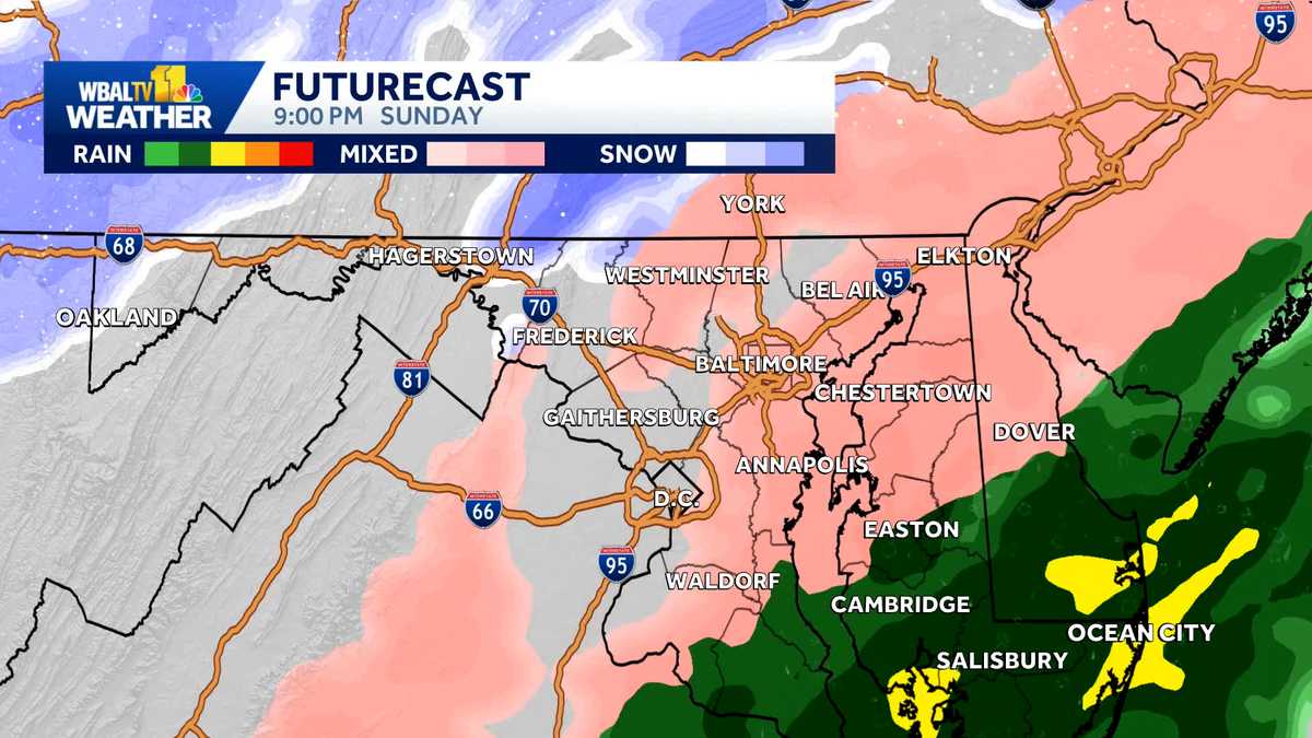Snow transitions to ice in Baltimore | See forecast timeline