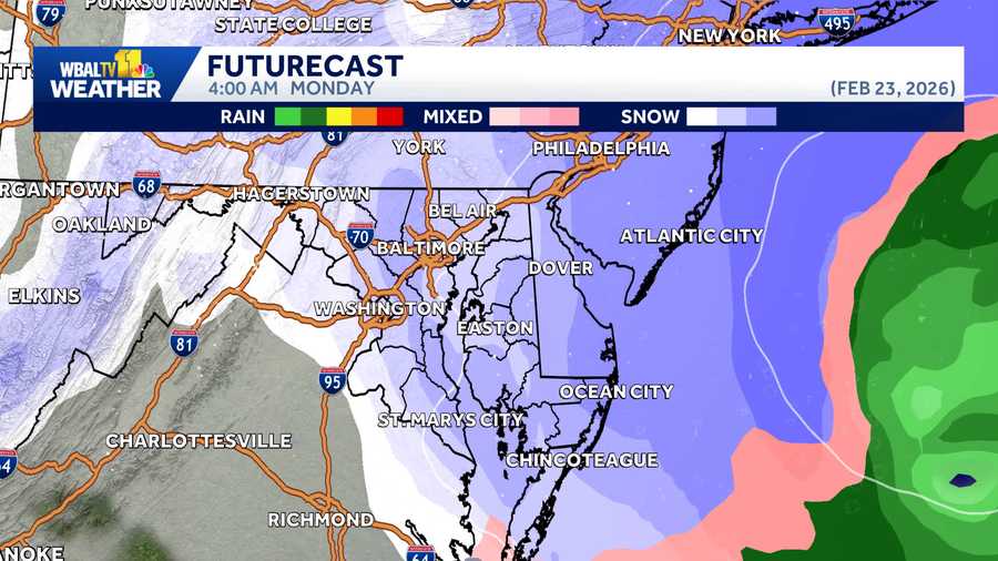 Baltimore weather: Futurecast maps show snow timeline