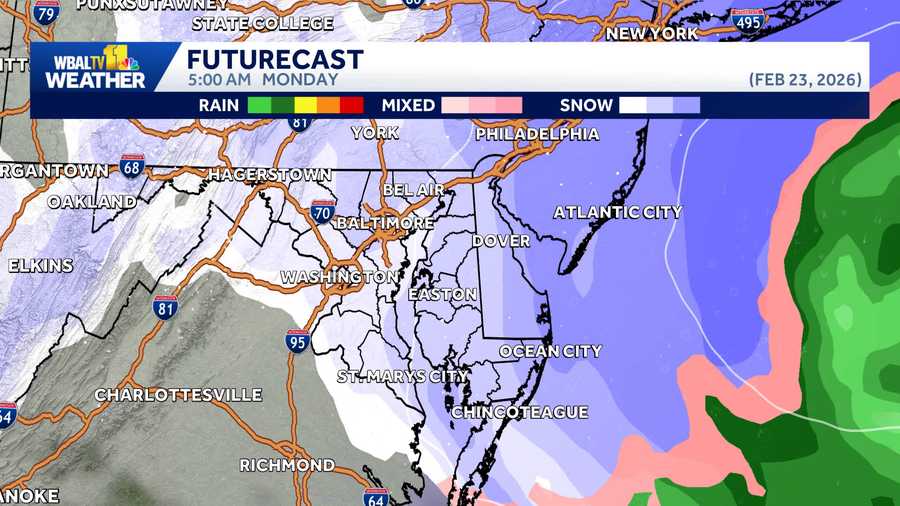 Baltimore weather: Futurecast maps show snow timeline
