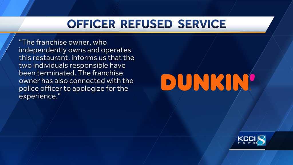 2 Dunkin’ employees fired after refusing service to officer