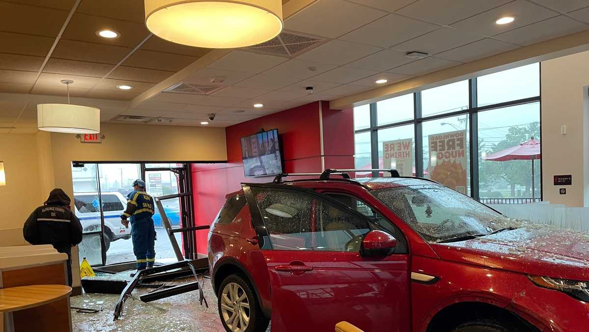 Graham firefighters respond after car crashes into a Wendy's