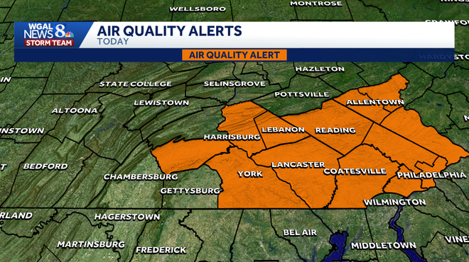 Air quality alert in effect for most of south-central Pa.