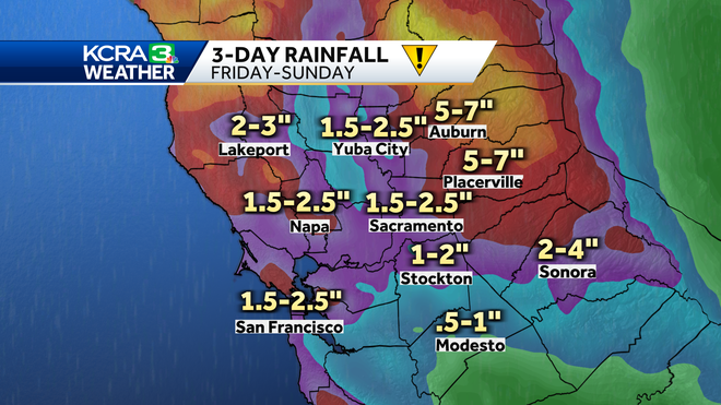 Timing arrival of soaking rain from atmospheric river storm in NorCal