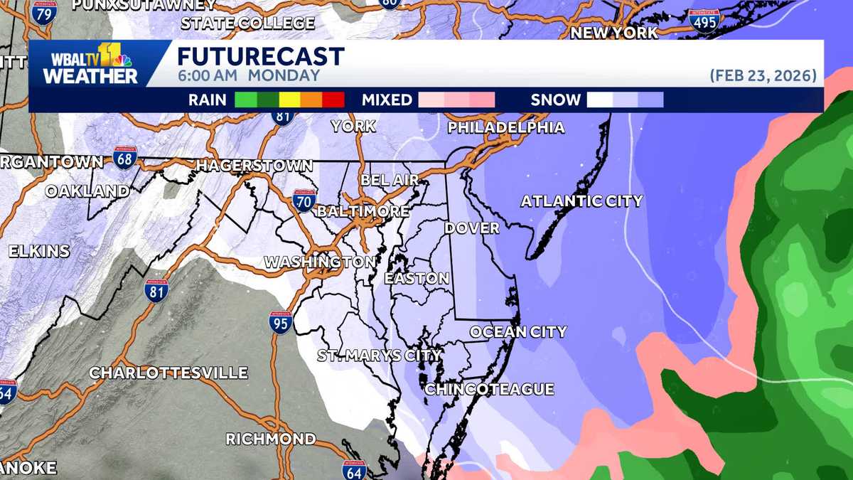 Baltimore weather: Futurecast maps show snow timeline