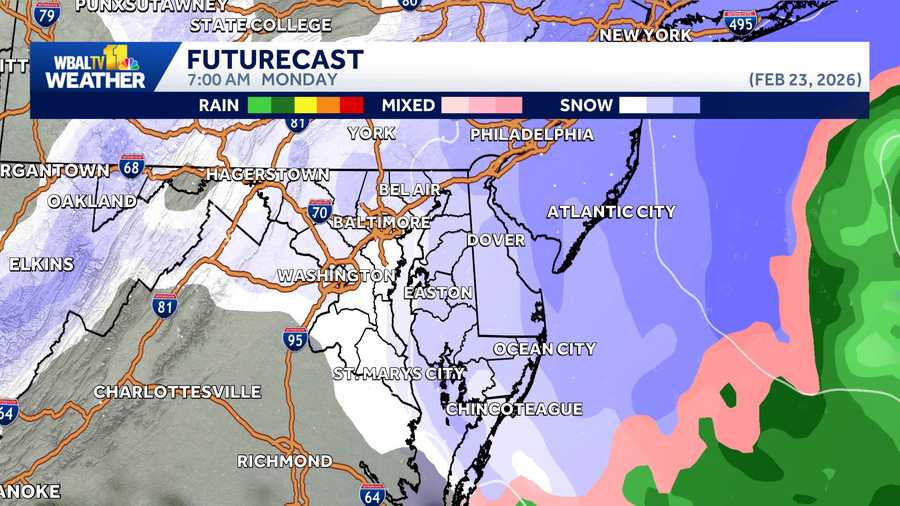 Baltimore weather: Futurecast maps show snow timeline