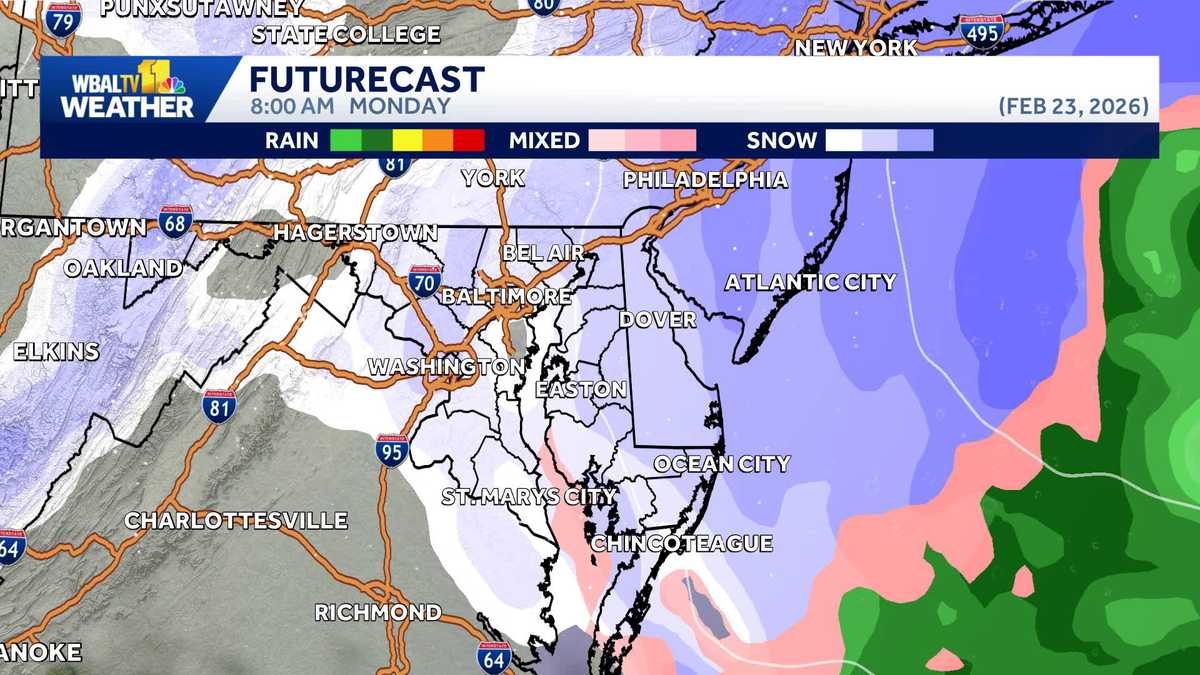 Baltimore weather: Futurecast maps show snow timeline