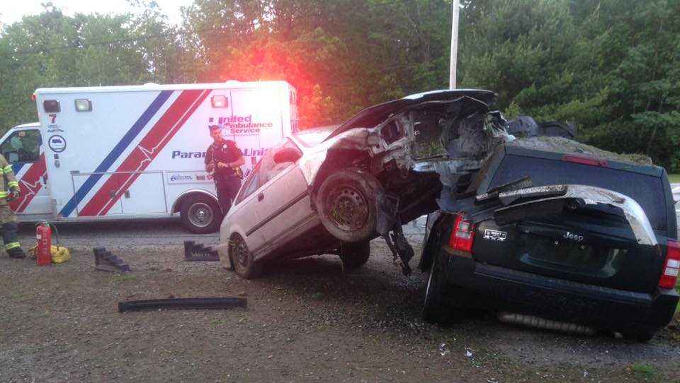 Firefighters: Driver crashes into parked cars on Route 126