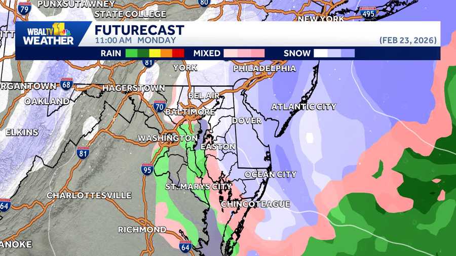 Baltimore weather: Futurecast maps show snow timeline