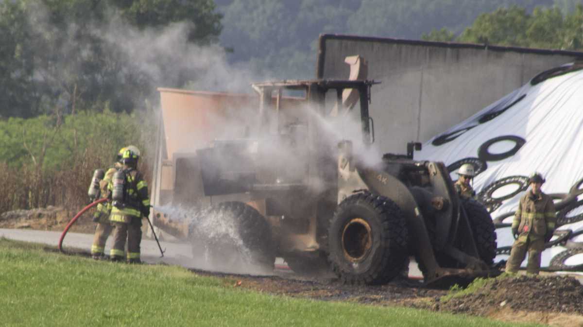 PHOTOS: Fire crews extinguish skid loader fire in Lancaster County, Pa.