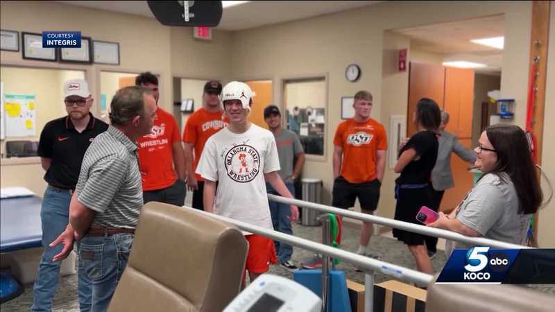 OSU wrestlers visit 14-year-old who suffered stroke during camp