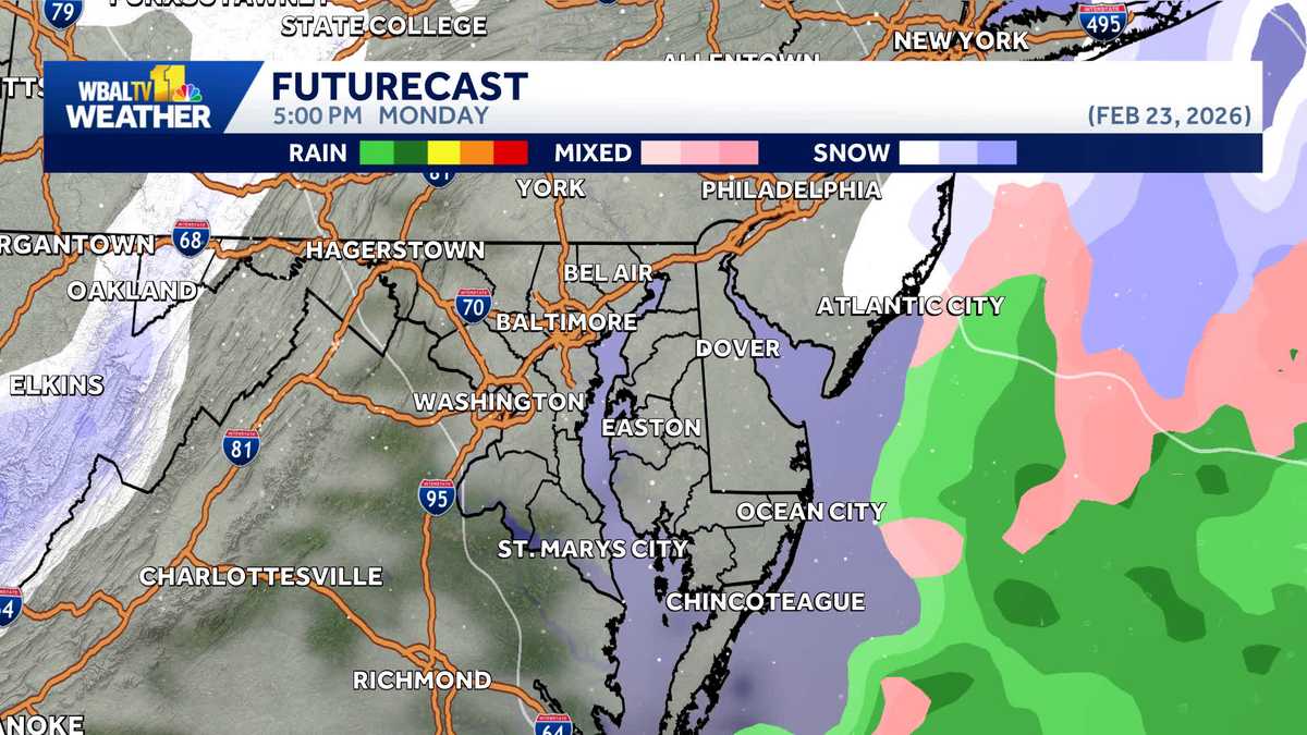 Baltimore weather: Futurecast maps show snow timeline