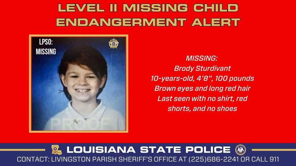 Louisiana State Police Level II endangered/missing child advisory