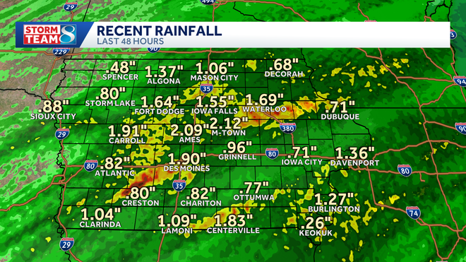 Iowa rainfall totals: Record rainfall in Des Moines