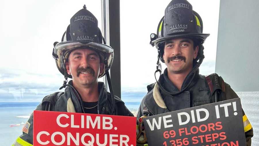 Firefighters climb one of the tallest buildings in US for cancer research
