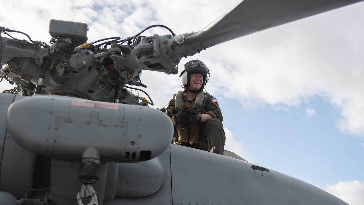 Bel Air native conducts pre-flight checks on MH-60S Sea Hawk