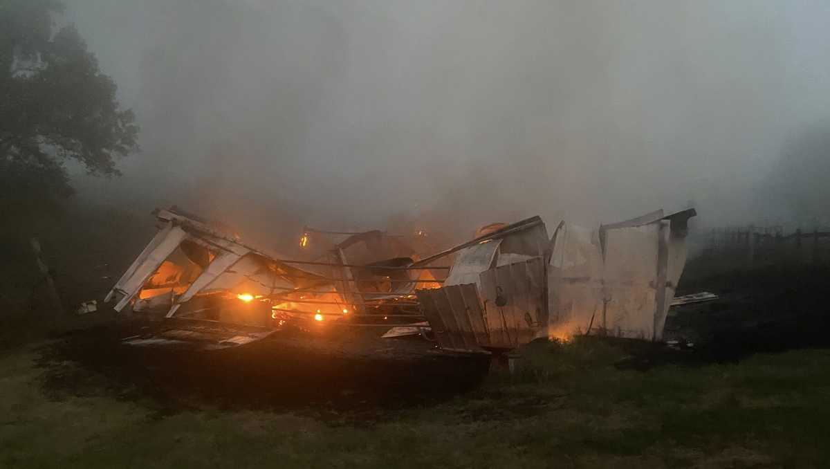Crews battle barn fire in Spencer County