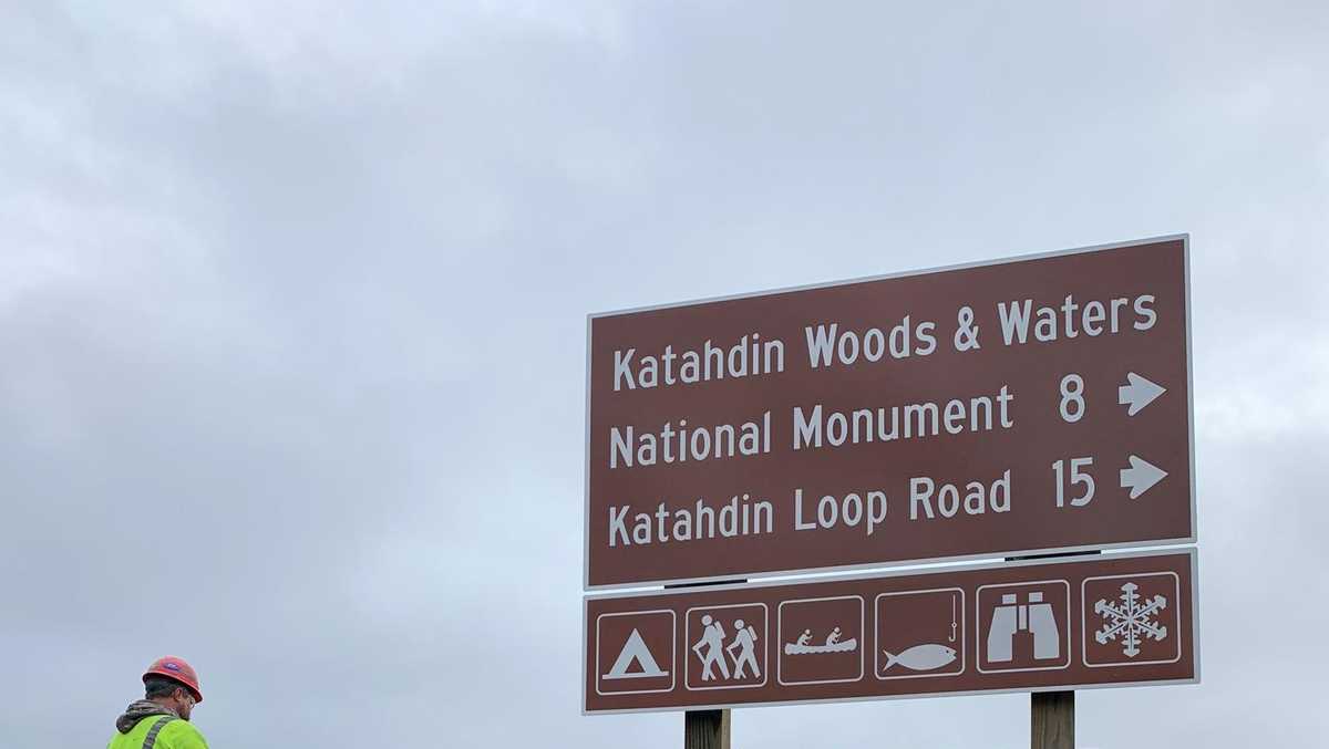 Directional signs to Katahdin Woods and Waters National Monument installed