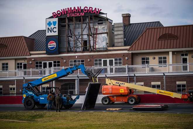 Construction begins on new video board at Bowman Gray Stadium
