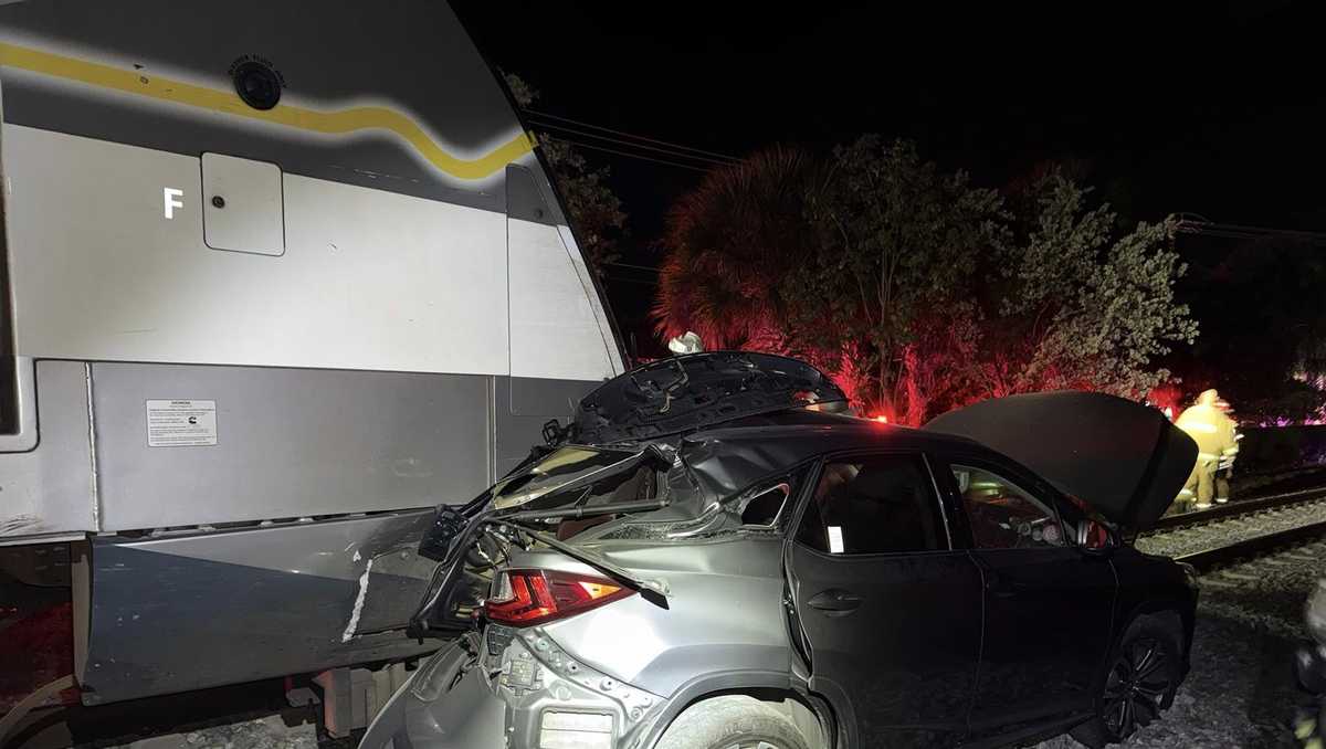 Brightline train collides with unoccupied vehicle in Stuart